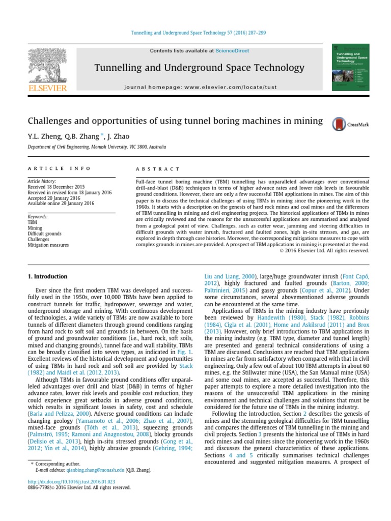 Challenges and Opporunities of Using TBM in Mining | PDF | Mining | Tunnel