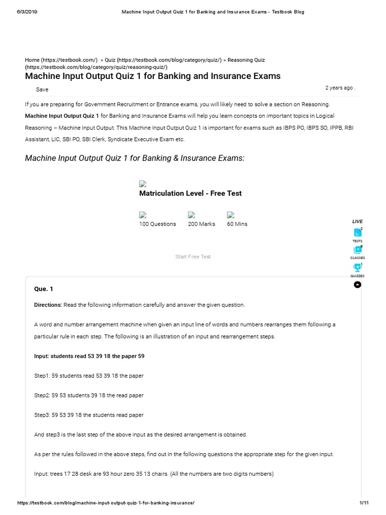 Machine Input Output Quiz 1 For Banking and Insurance Exams - Testbook ... Machine Input Output Quiz 1 For Banking and Insurance Exams - Testbook ...