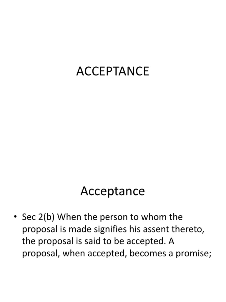 Acceptance | PDF | Offer And Acceptance | Civil Law (Legal System)