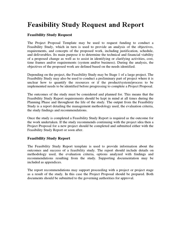 Feasibility Study Request & Report Guide | PDF | Business