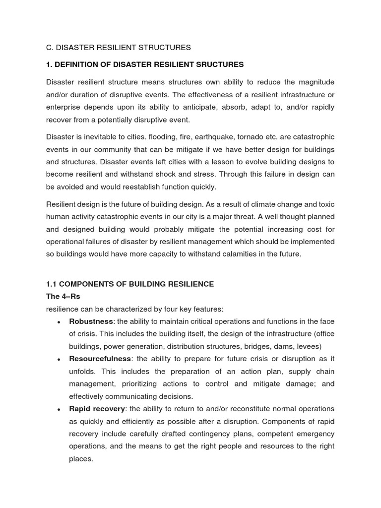 Definition of Disaster Resilient Sructures | PDF | Climate Resilience ...