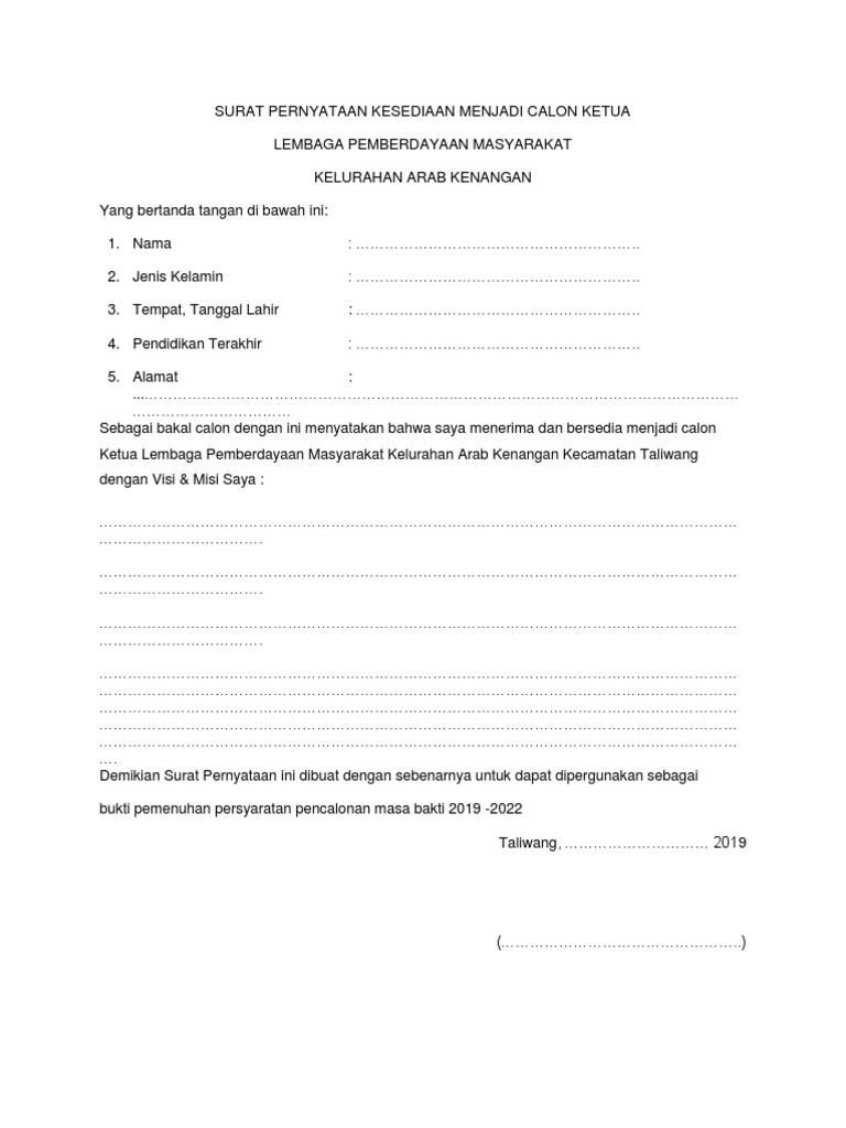 Formulir Dan Daftar Riwayat Hidup LPM | PDF