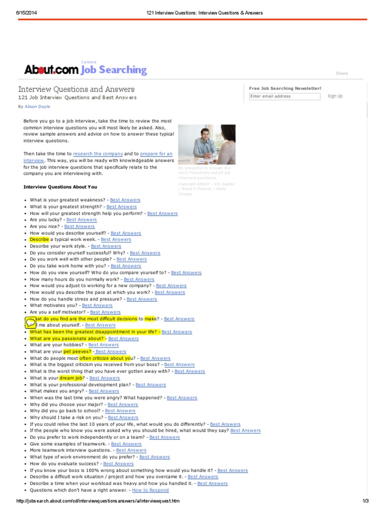 121 Interview Questions - Interview Questions & Answers | PDF ...