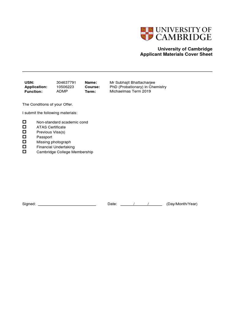 Materials Cover Sheet | PDF