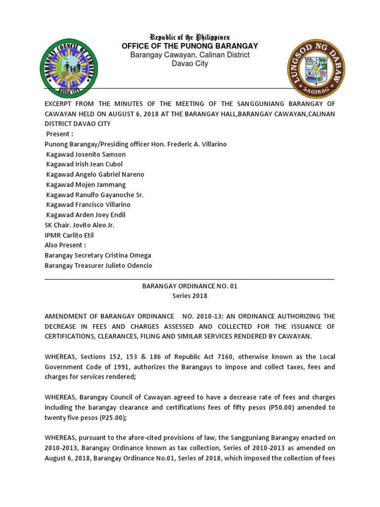 Barangay Ordinance Amended 1 | PDF | Public Sphere | Virtue