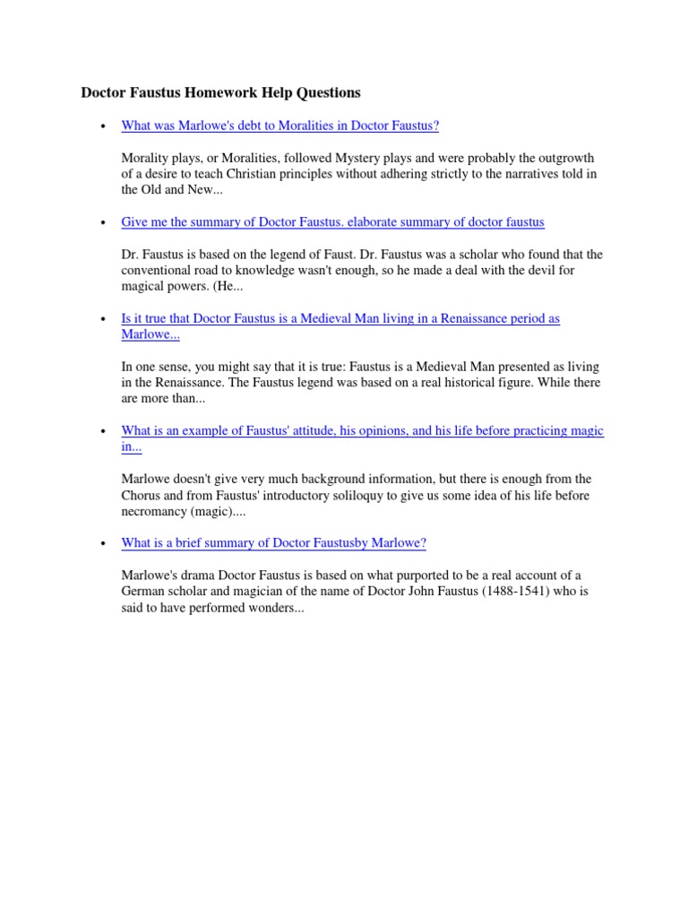 Doctor Faustus Play Summary & Analysis | PDF | Faust