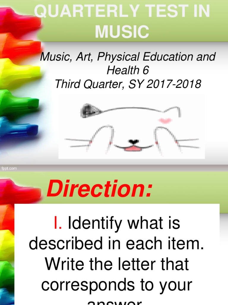 Music, Art, Physical Education and Health 6 Third Quarter, SY 2017-2018 | PDF