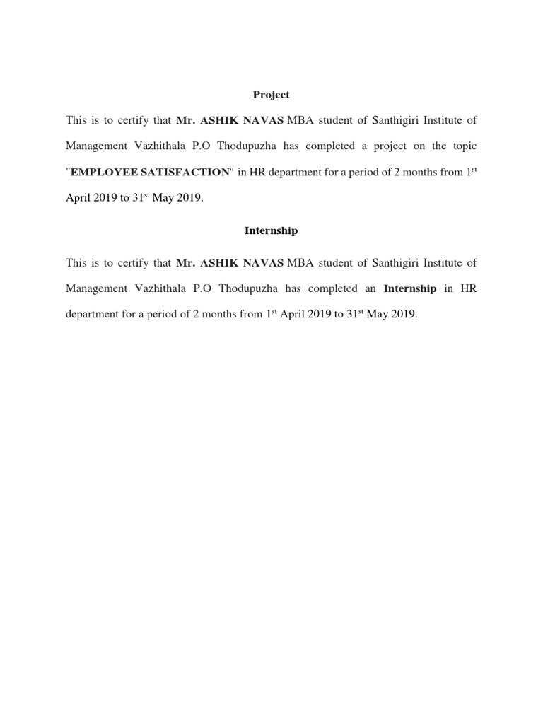 Certificate Format Project | PDF