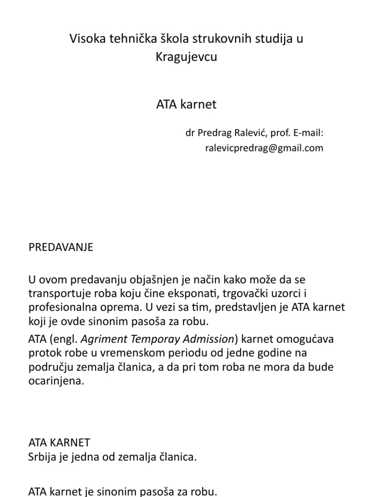 ATA Karnet | PDF
