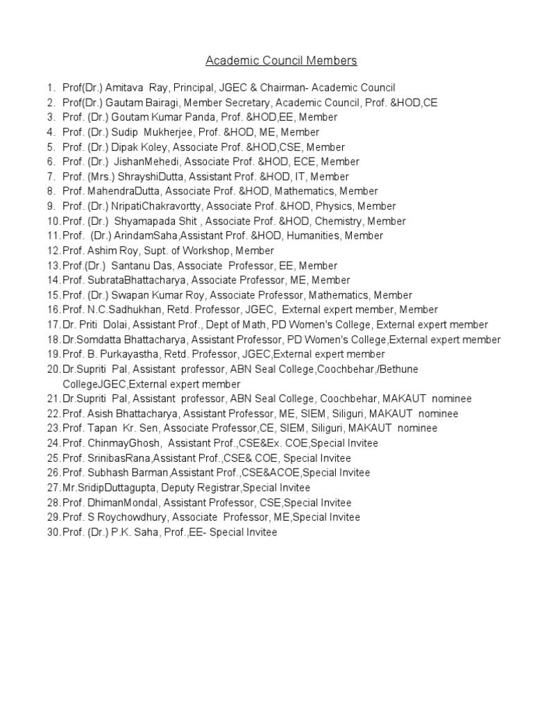 Academic Council Members | PDF