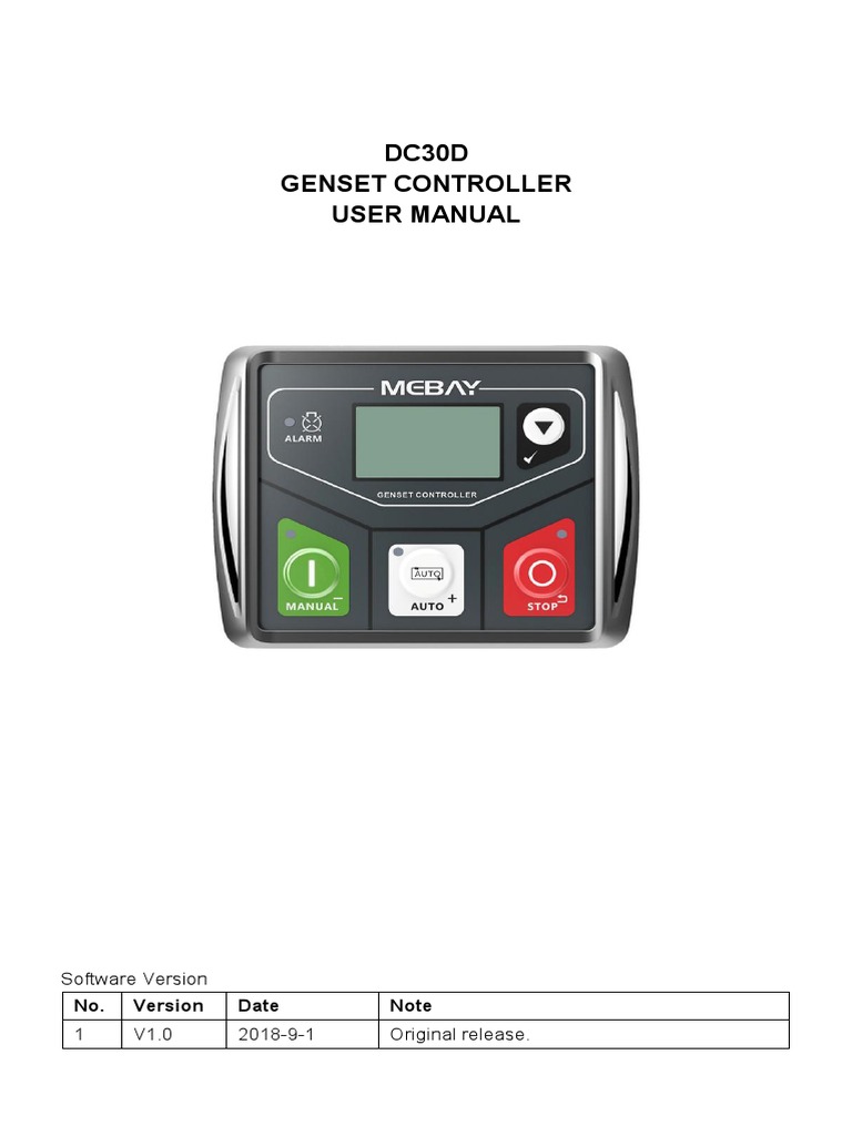 DC30D Genset Controller User Manual V1.0-20181201 | PDF | Power Supply | Switch