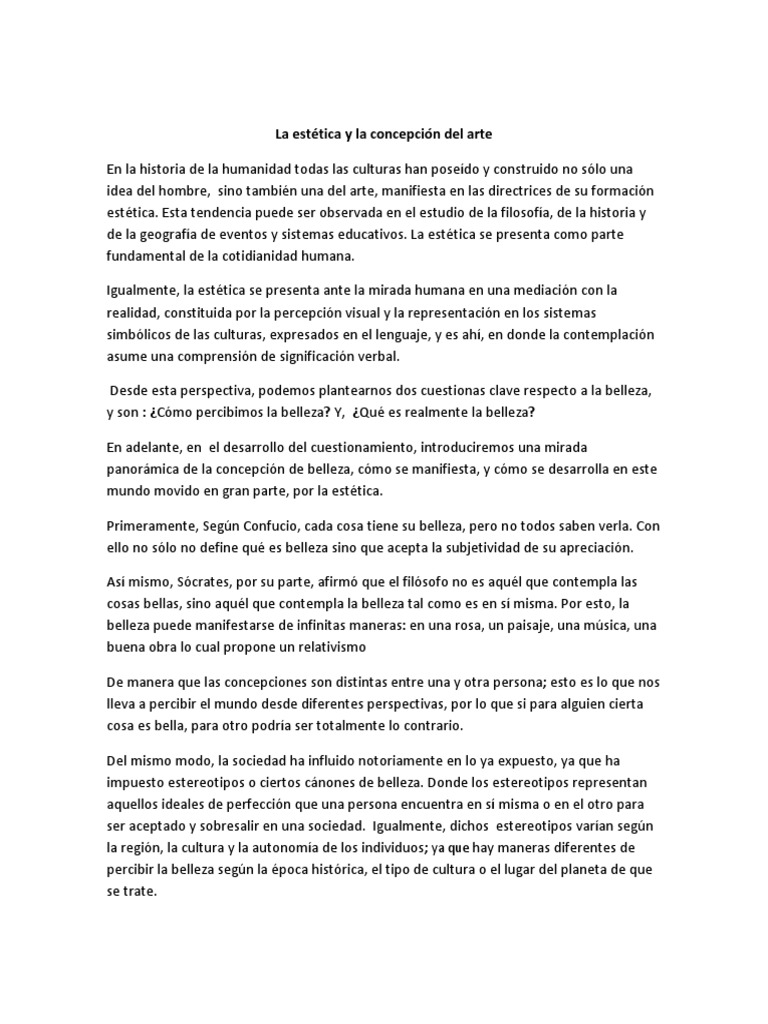 Ensayo-Estética y Concepción Del Arte | PDF | Belleza | Estereotipos