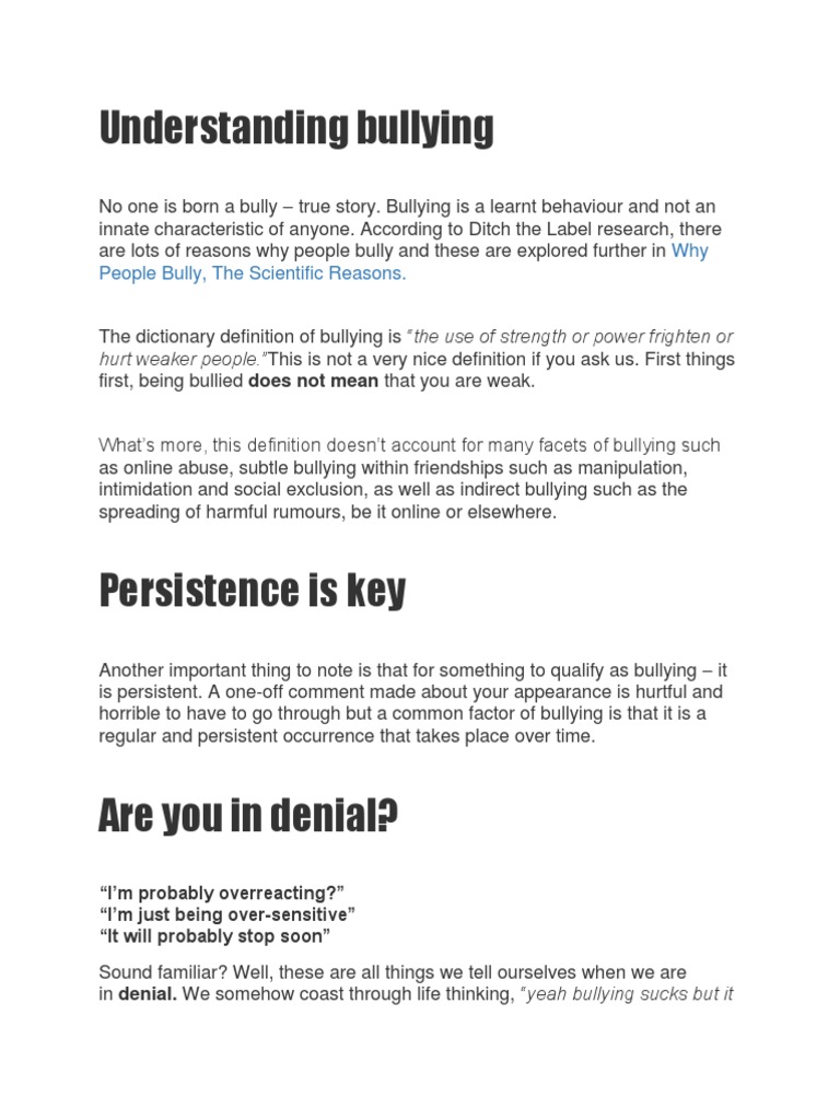 Understanding Bullying: Why People Bully, The Scientific Reasons | PDF ...