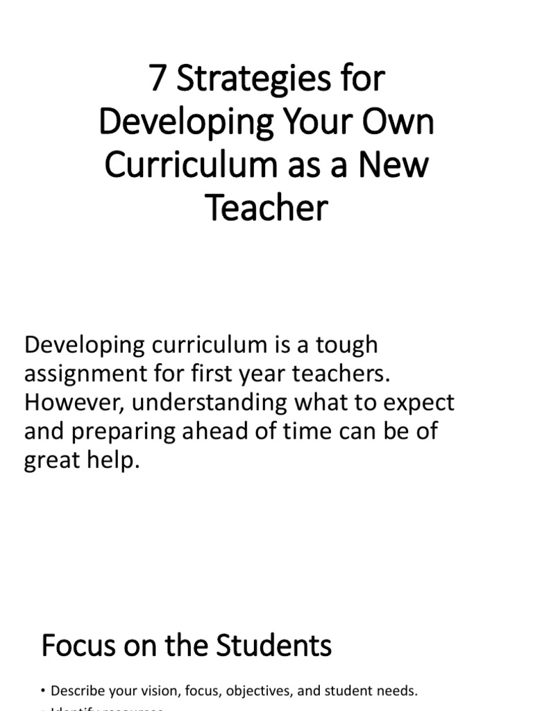 7 Strategies For Developing Your Own Curriculum As A New Teacher | PDF ...