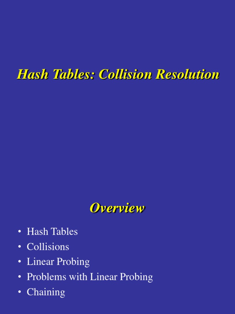 Hash Tables: Collision Resolution | PDF | Areas Of Computer Science | Theoretical Computer Science