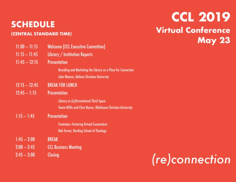 CCL 2019 Schedule | PDF