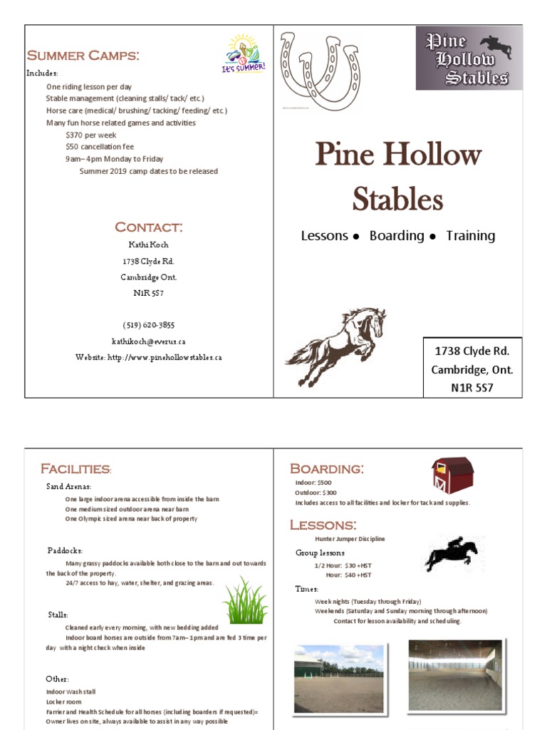 Pine Hollow Stables: Summer Camps | PDF | Equus | Livestock
