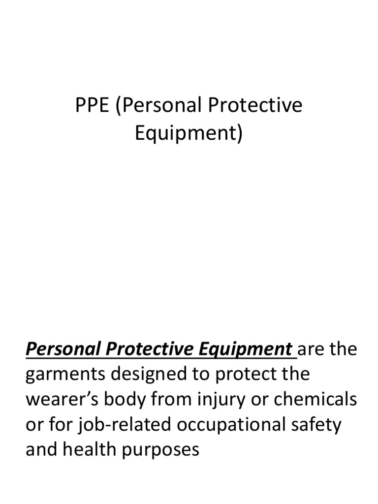 PPE (Personal Protective Equipment) | PDF