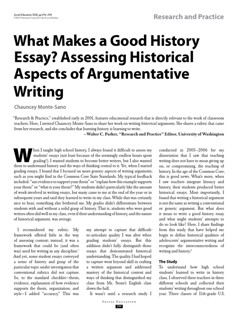 What Makes A Good History Essay | PDF | Essays | Rubric (Academic)