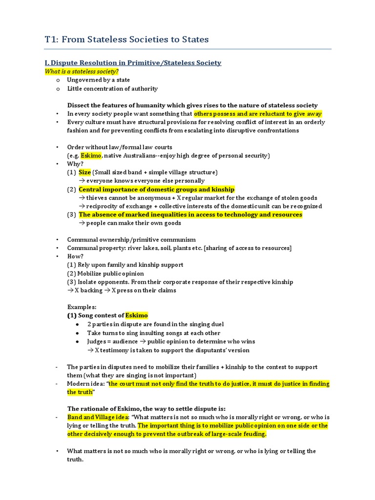 Stateless Society (T1) | PDF | Society | Wealth