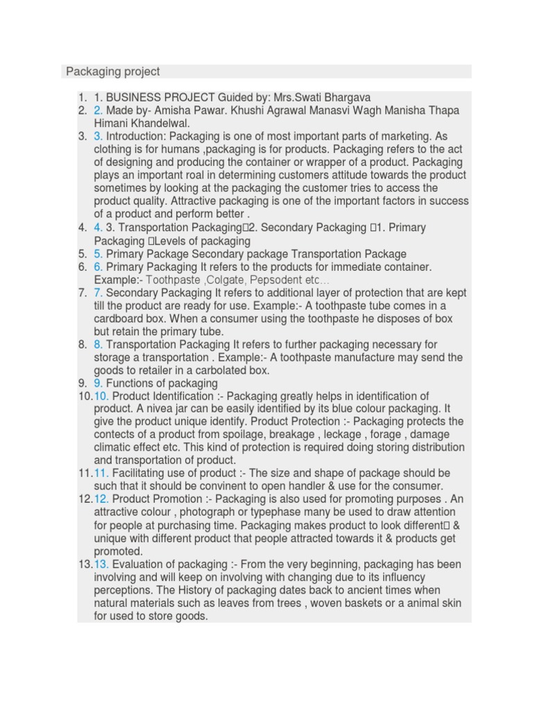 Project Notes Packaging | PDF | Packaging And Labeling | Reuse