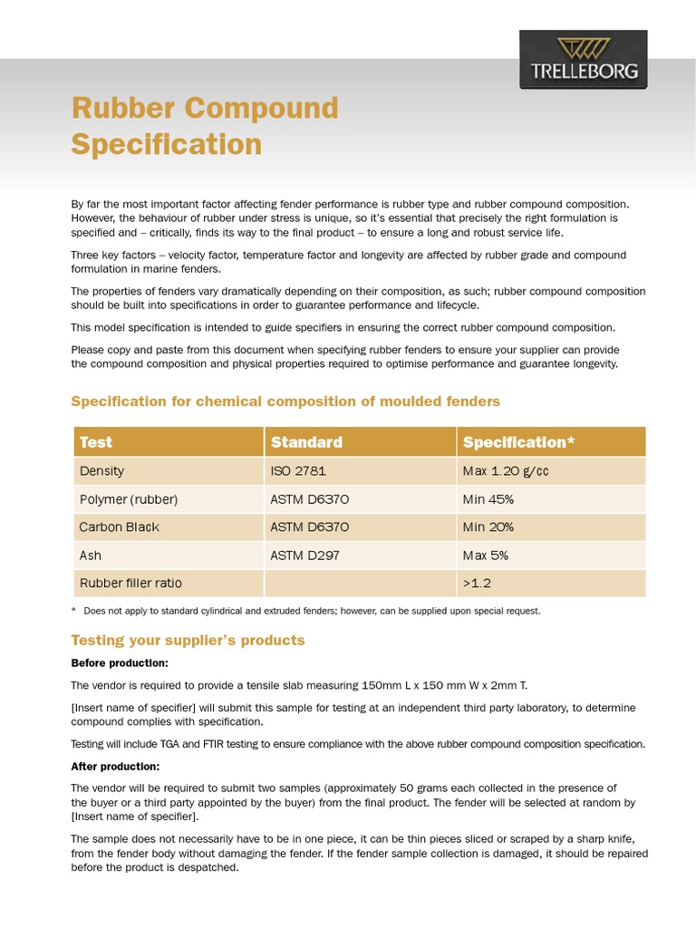 Trelleborg - Rubber Specs PDF | PDF | Natural Rubber | Specification ...