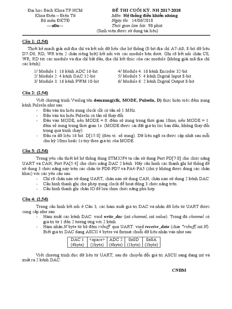 De Thi HTDKN Hk2 1718 | PDF