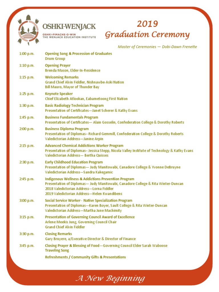 Oshki Wenjack 2019 Graduation Program | PDF