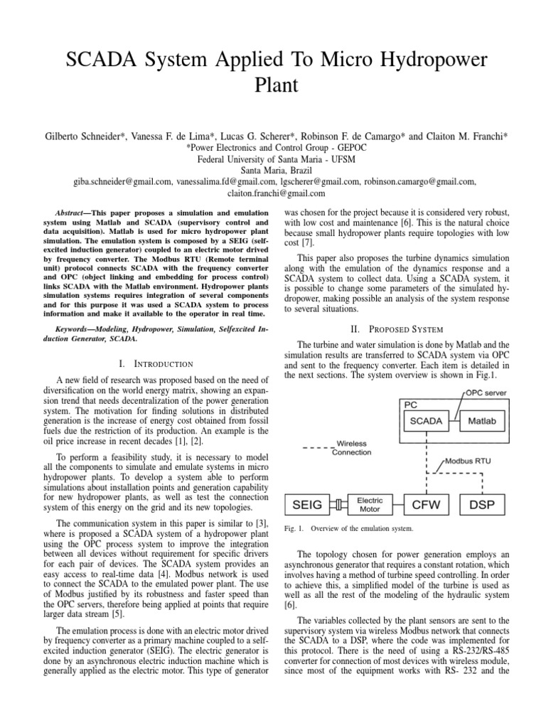 SCADA System Applied To Micro Hydropower PDF | PDF | Scada | Simulation