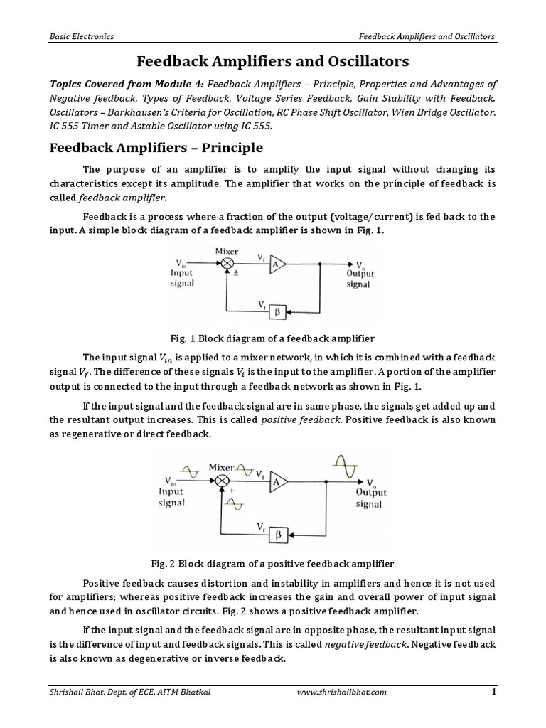 Feedback Amplifiers and Oscillators Overview | PDF | Electronic Oscillator | Amplifier