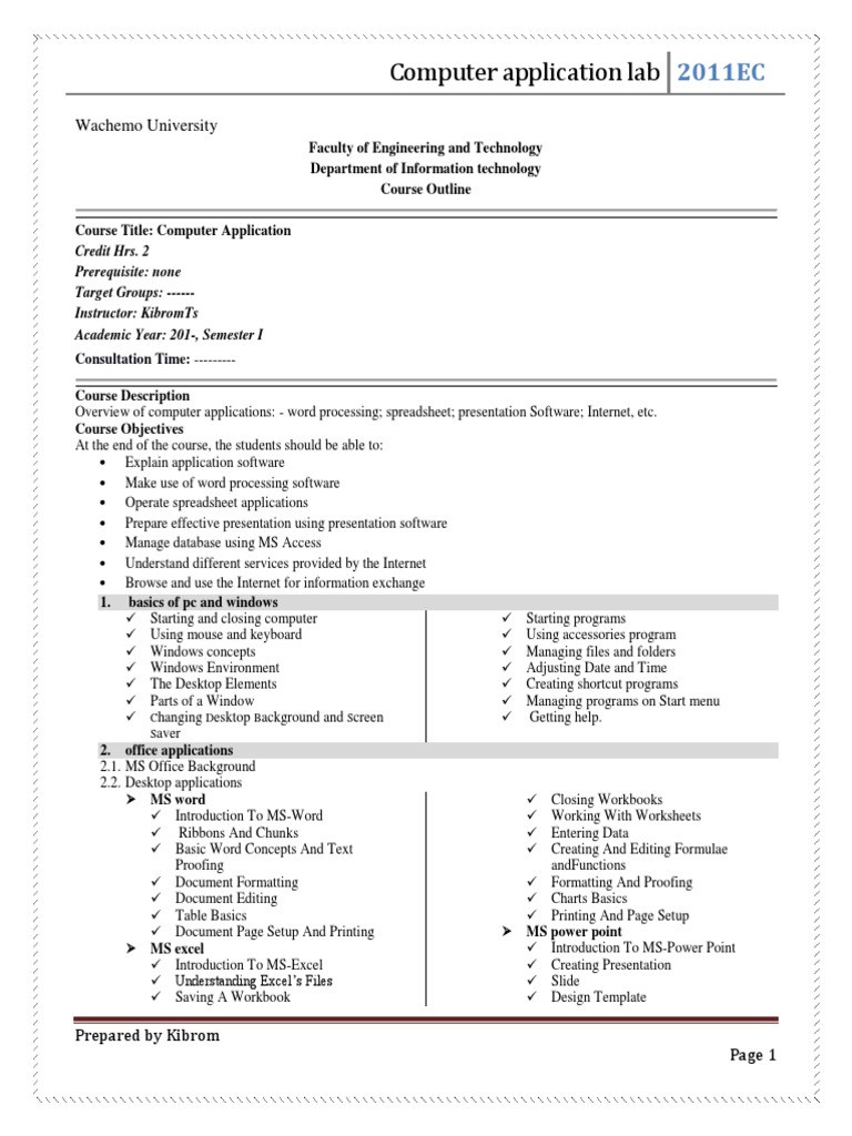 Lecture Note of Comp Application | PDF | Icon (Computing) | Microsoft Word