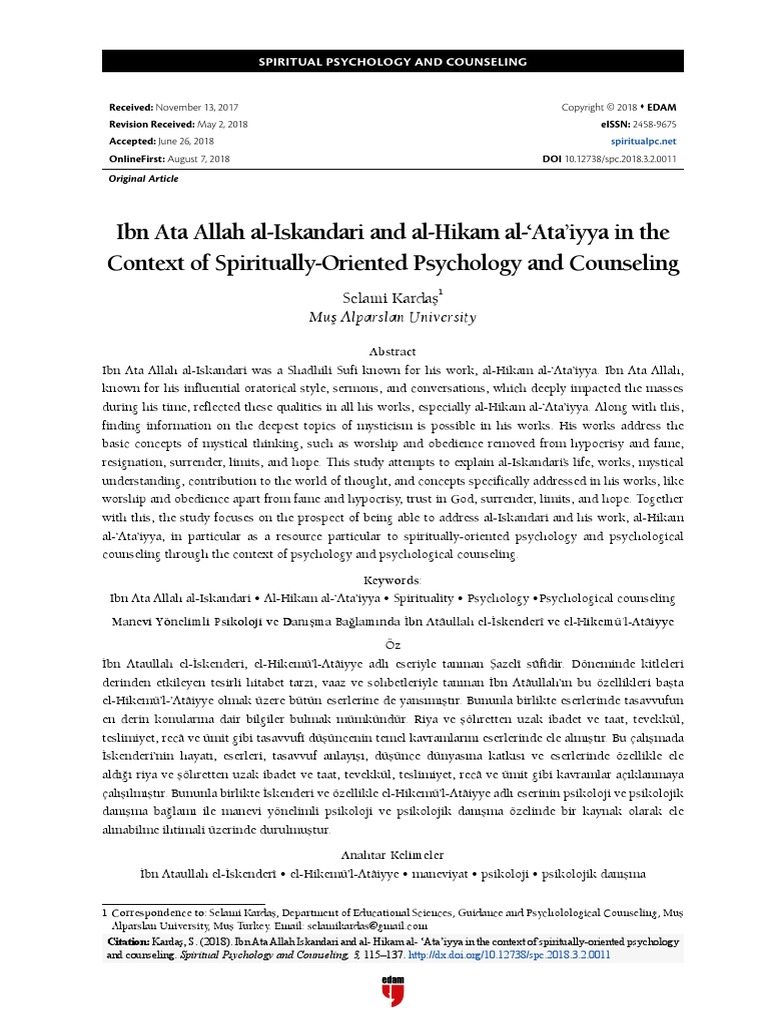 Ibn Ata Allah Al-Iskandari and Al-Hikam | PDF | Sufism | Spirituality