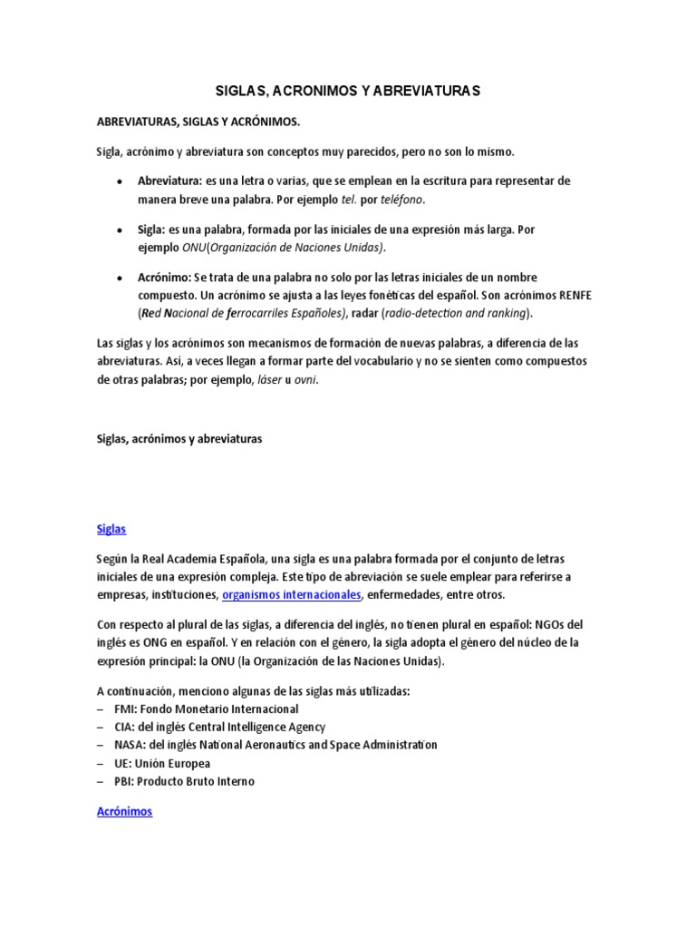 Siglas Acronimos y Abreviaturas | PDF | Acrónimo | Lingüística