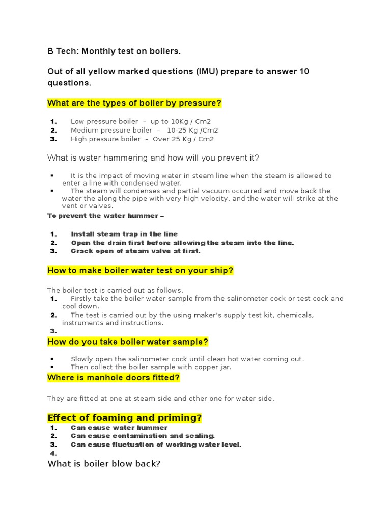 Boiler Questions Btech | PDF | Boiler | Steam