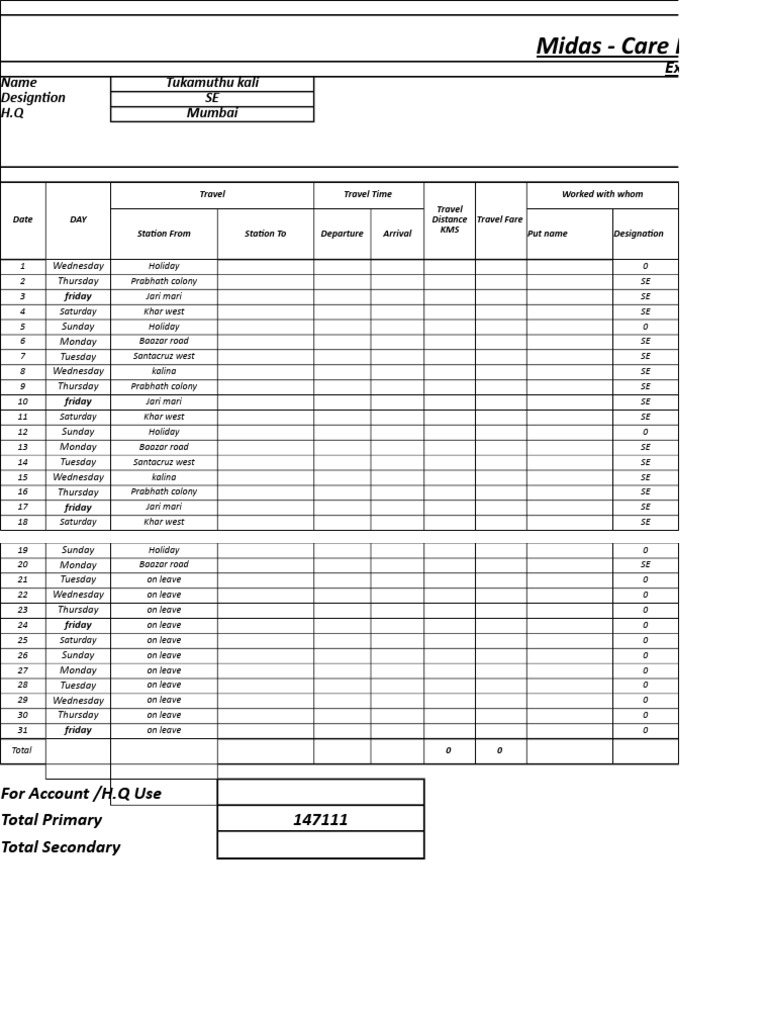 Midas - Care Pharmaceuticals Pvt. LTD.: Expense Statement | PDF ...