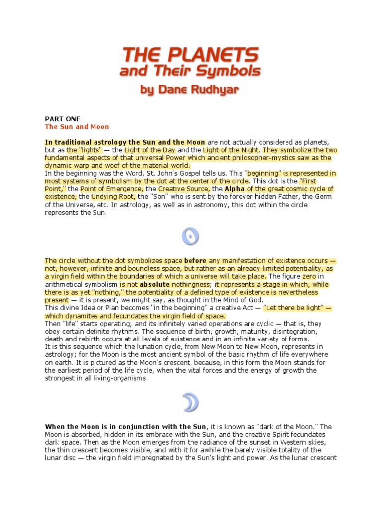 Dane Rudhyar - The Planets and Their Symbols - MARCADO | PDF | Planets ...