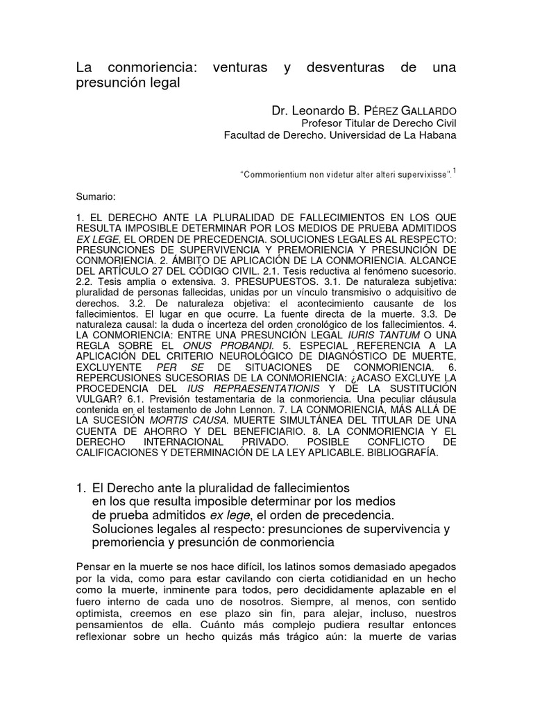 La Conmoriencia | PDF | Herencia | Muerte