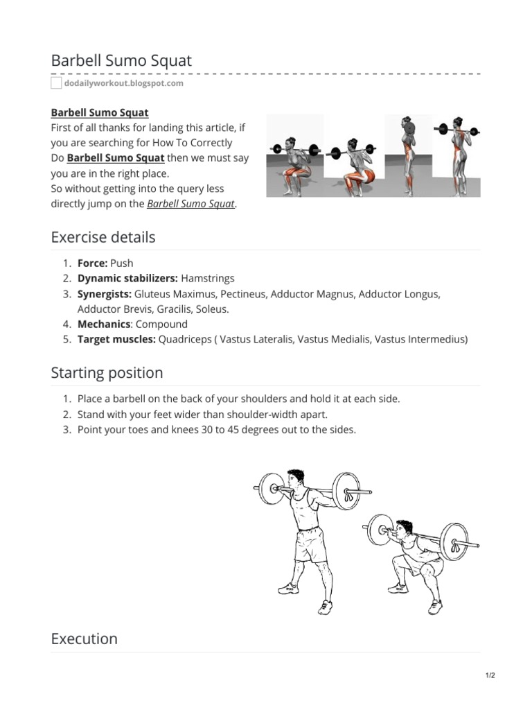 Barbell Sumo Squat | PDF | Limbs (Anatomy) | Lower Limb Anatomy
