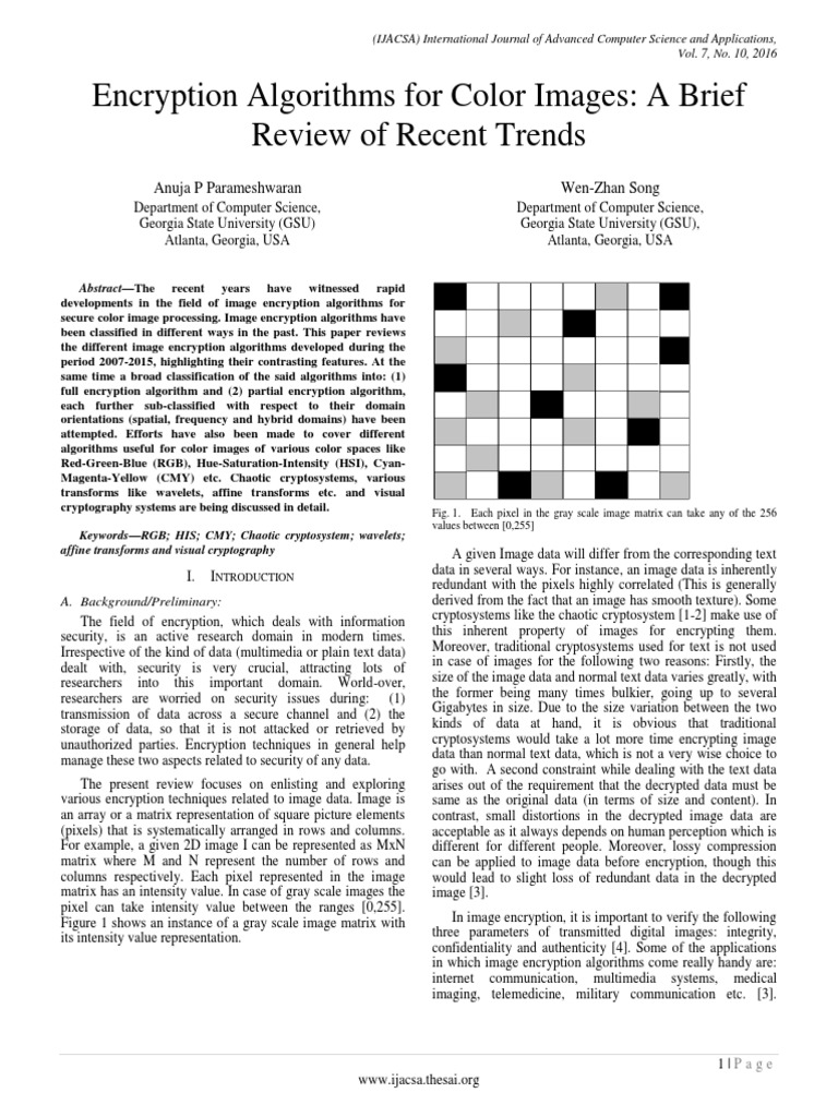 Paper 1-Encryption Algorithms For Color Images PDF | PDF | Cryptography ...