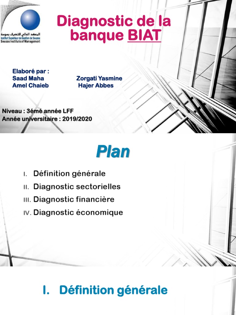 Diagnostic économique de la BIAT Sousse | PDF