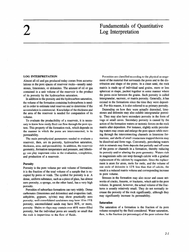2 Fundamentals of Quantitative Log Interpretation PDF | PDF | Porosity ...