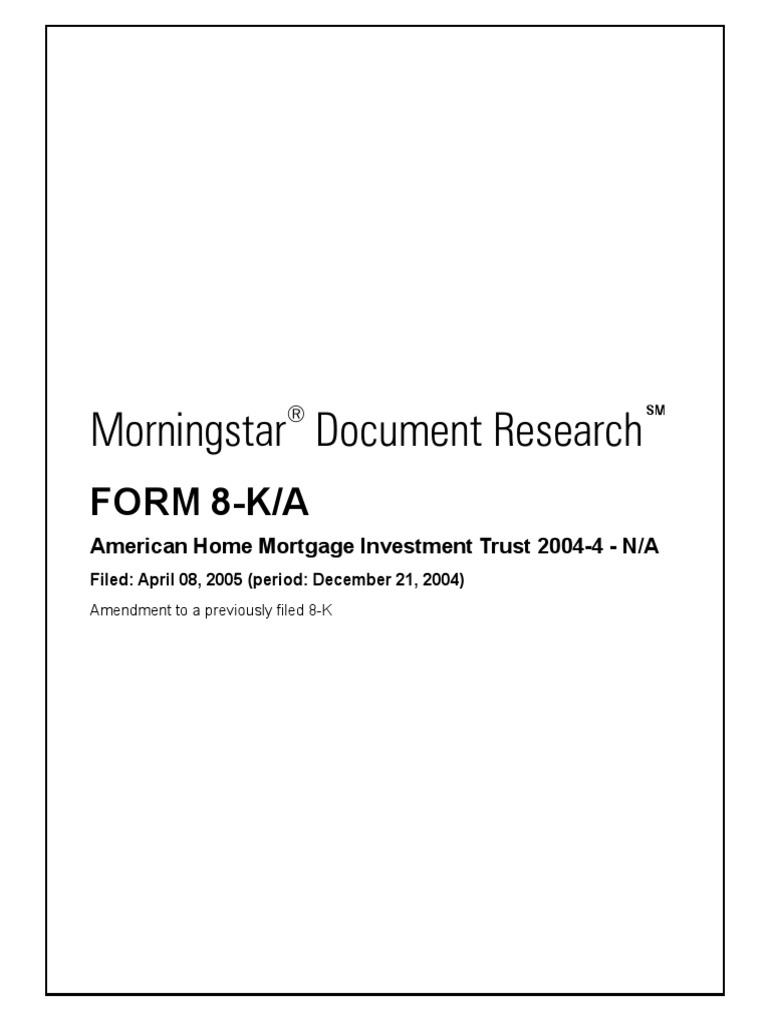 AHMI Trust 2004-4 Pooling and Servicing Agreement | PDF | Security ...