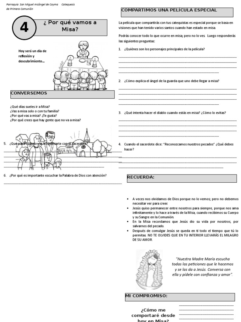 FICHA TEMA 4 Por Qué Vamos A Misa | PDF | Misa (liturgia) | eucaristía