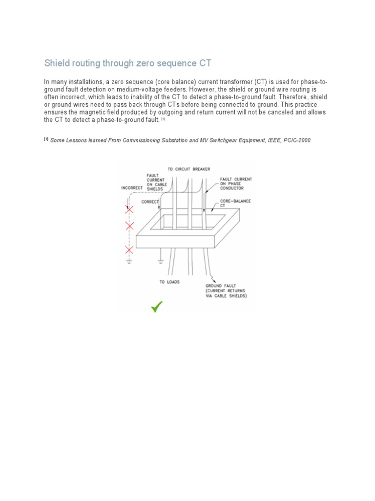 Shield Routing Through Zero Sequence CT | PDF