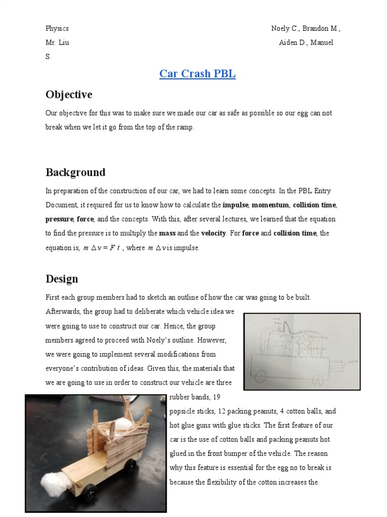 Car Crash PBL Report | PDF | Traffic Collision | Seat Belt