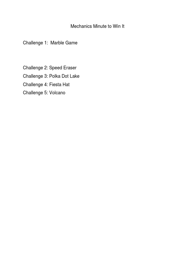 Mechanics Minute To Win It | PDF