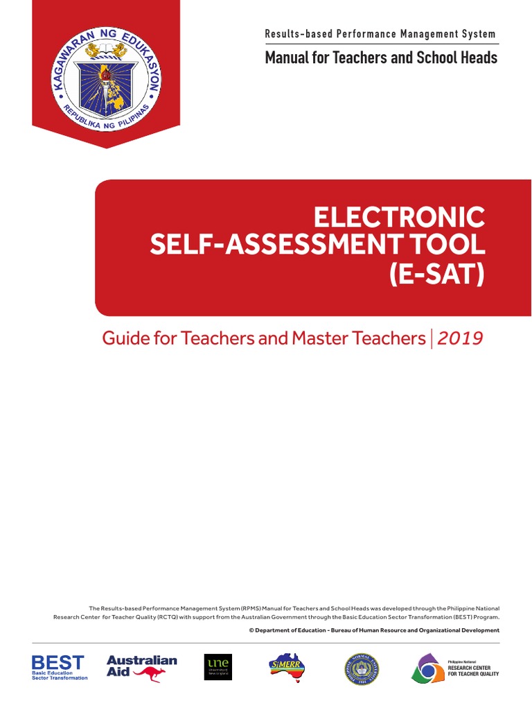 Electronic Self-Assessment Tool (E-SAT) : Guide For Teachers and Master ...