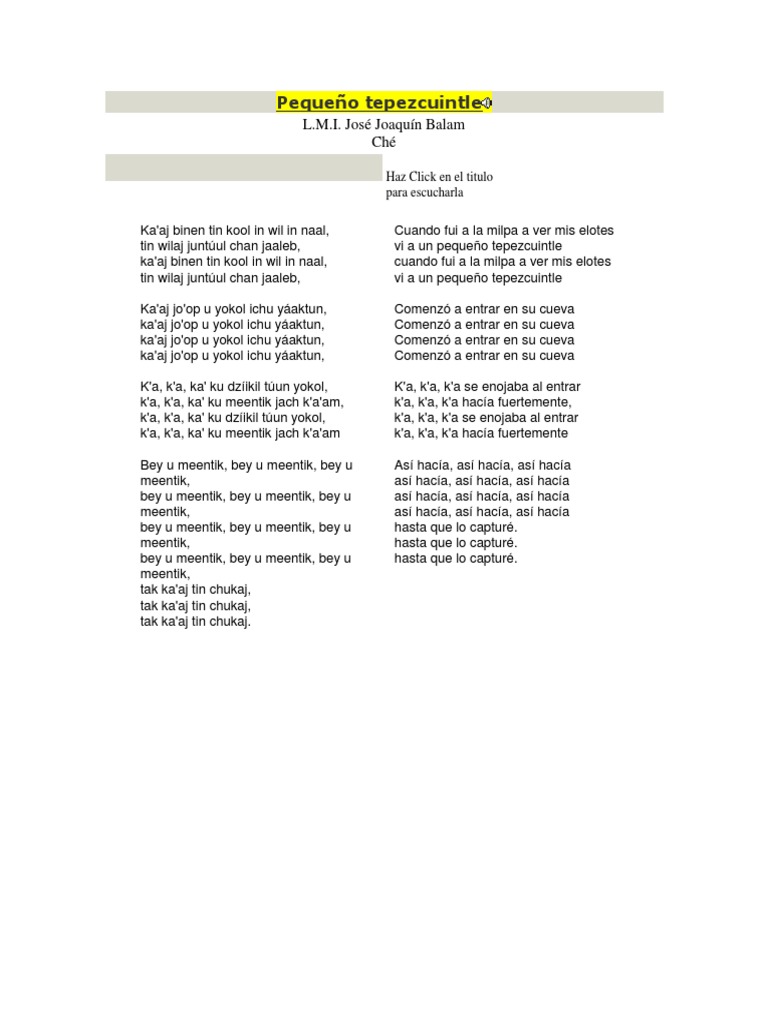 Canciones y Poemas en Maya y Español | PDF | Naturaleza | Ocio