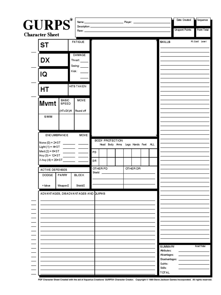 GURPS 3e Fillable | PDF | Role Playing Games | Role Playing