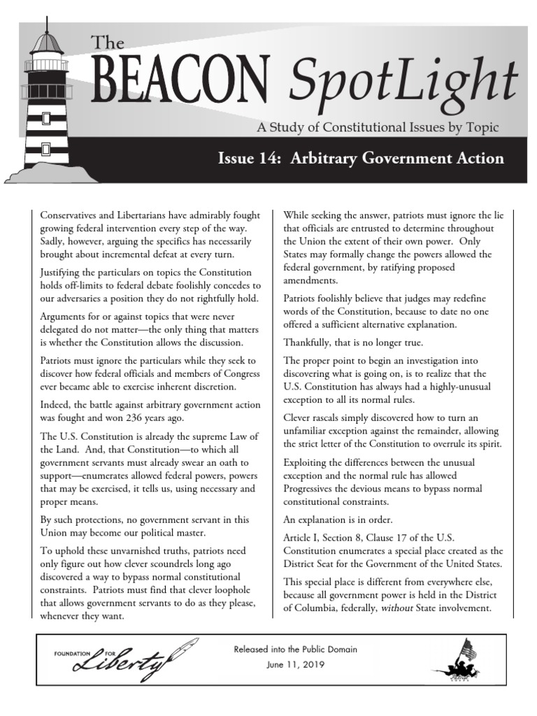 Arbitrary Government Action | PDF | United States Constitution | U.S. State